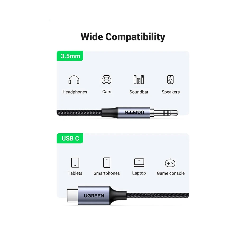 Ugreen CM450 USB Type-C Male to 3.5mm Male Cable Price in BD | RYANS
